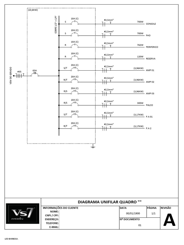 Diagrama Unifilar de Quadro Elétrico | PDF