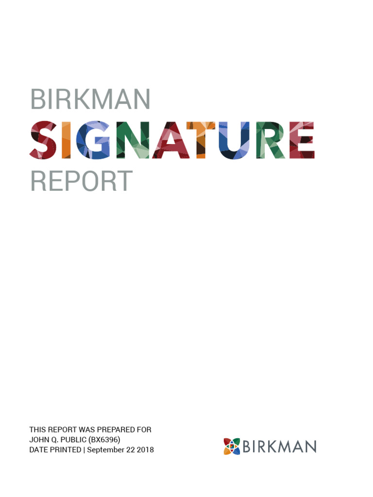 Sample Birkman Download Free Pdf Extraversion And Introversion