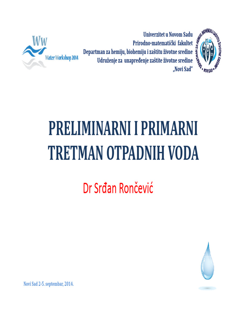 Preliminarni I Primarni Tretman Otpadnih Voda - Roncević | PDF