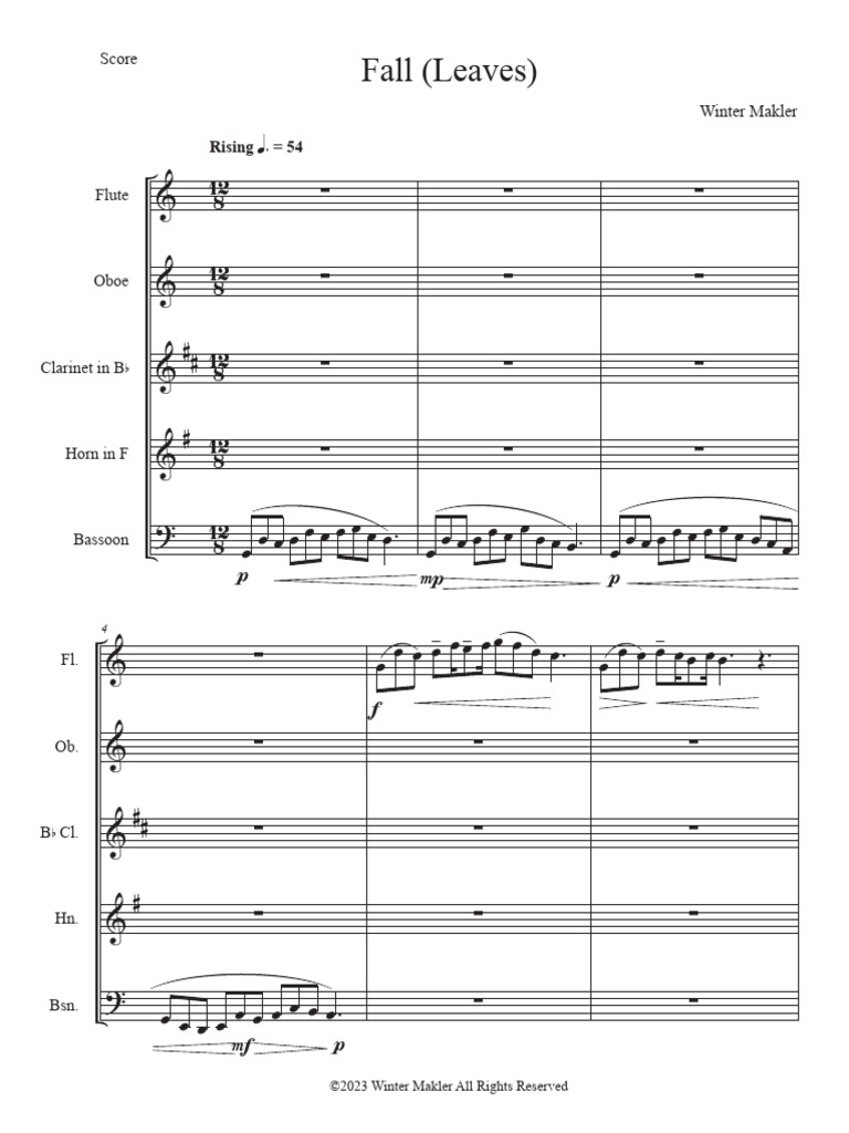 Leaves (Fall) - Score | PDF | Compositions For Orchestra | Symphony ...