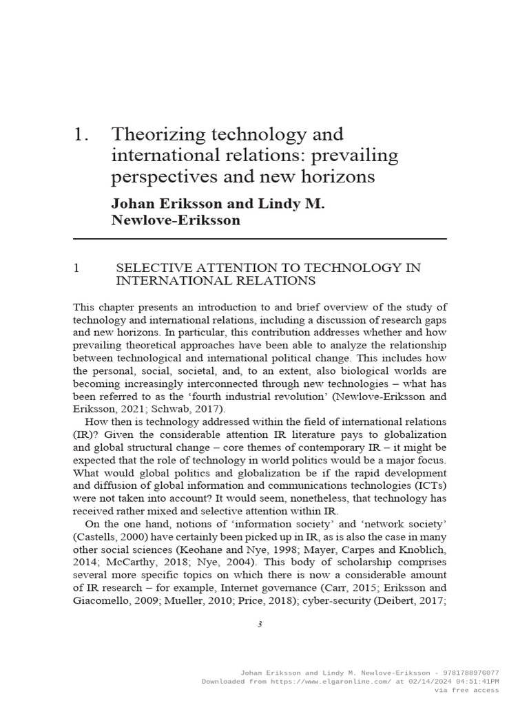 Theory of Technology and IR | PDF | Internet