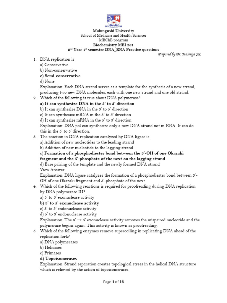 DNA - RNA Practice Q Solutions | Download Free PDF | Dna | Rna