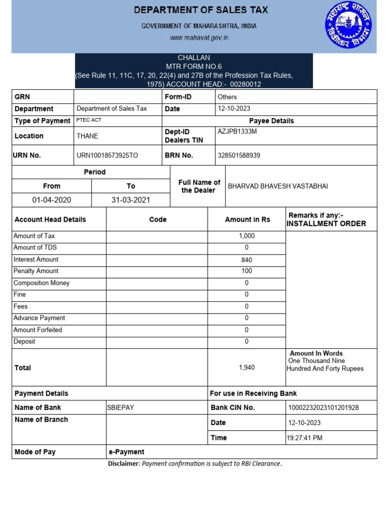 challan-mtr-form-no-6-see-rule-11-11c-17-20-22-4-and-27b-of-the