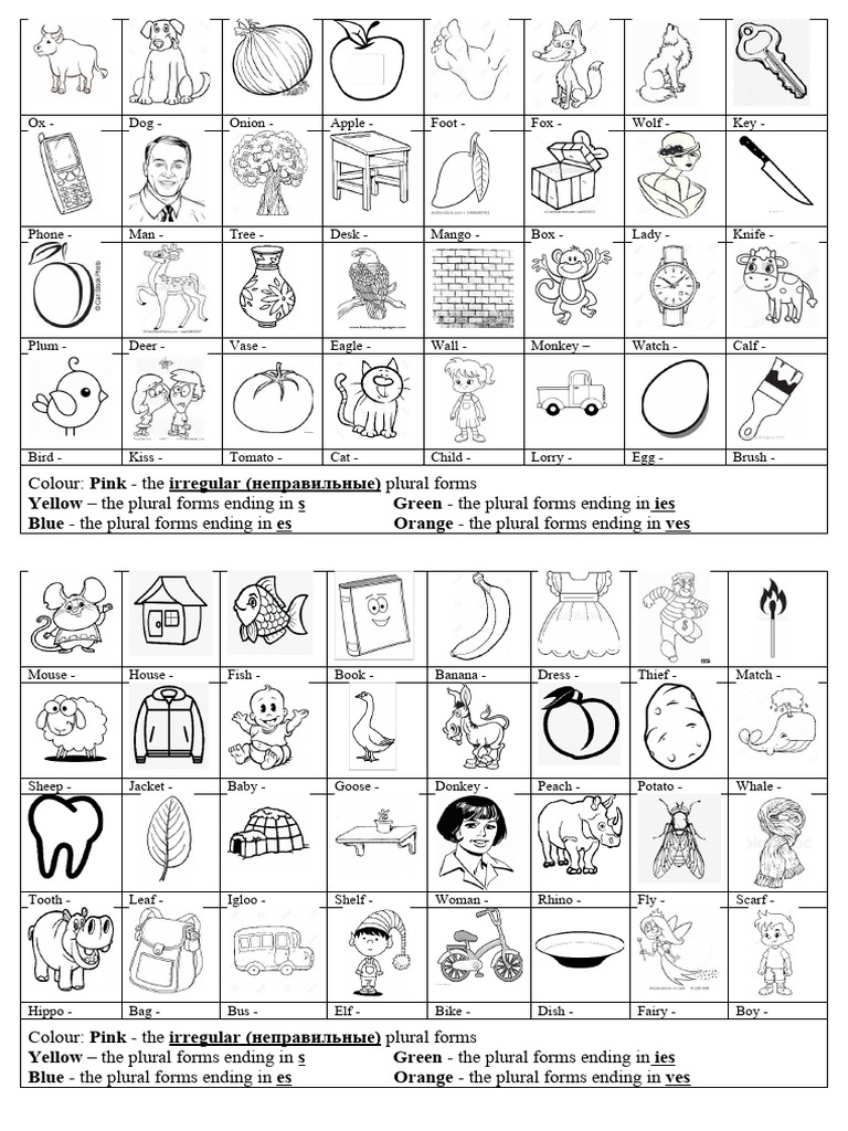 Plurals of The Nouns Coloring Task Fun Activities Games Grammar Drills ...