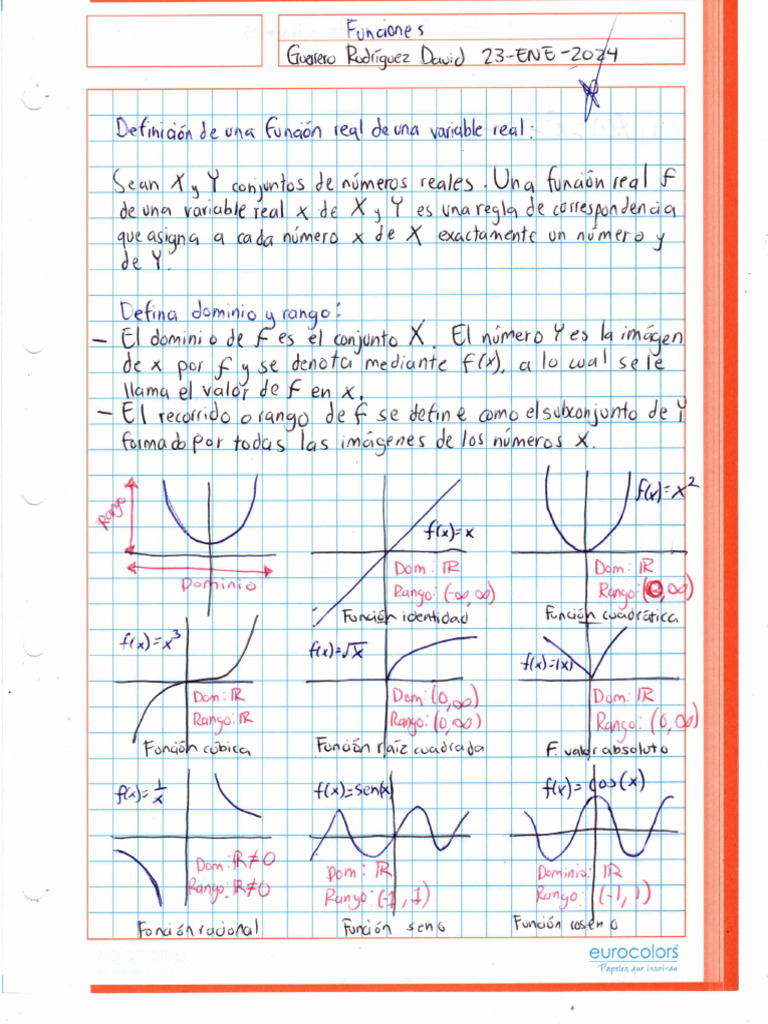 Tarea 001 Funciones Dominio y Rango | PDF