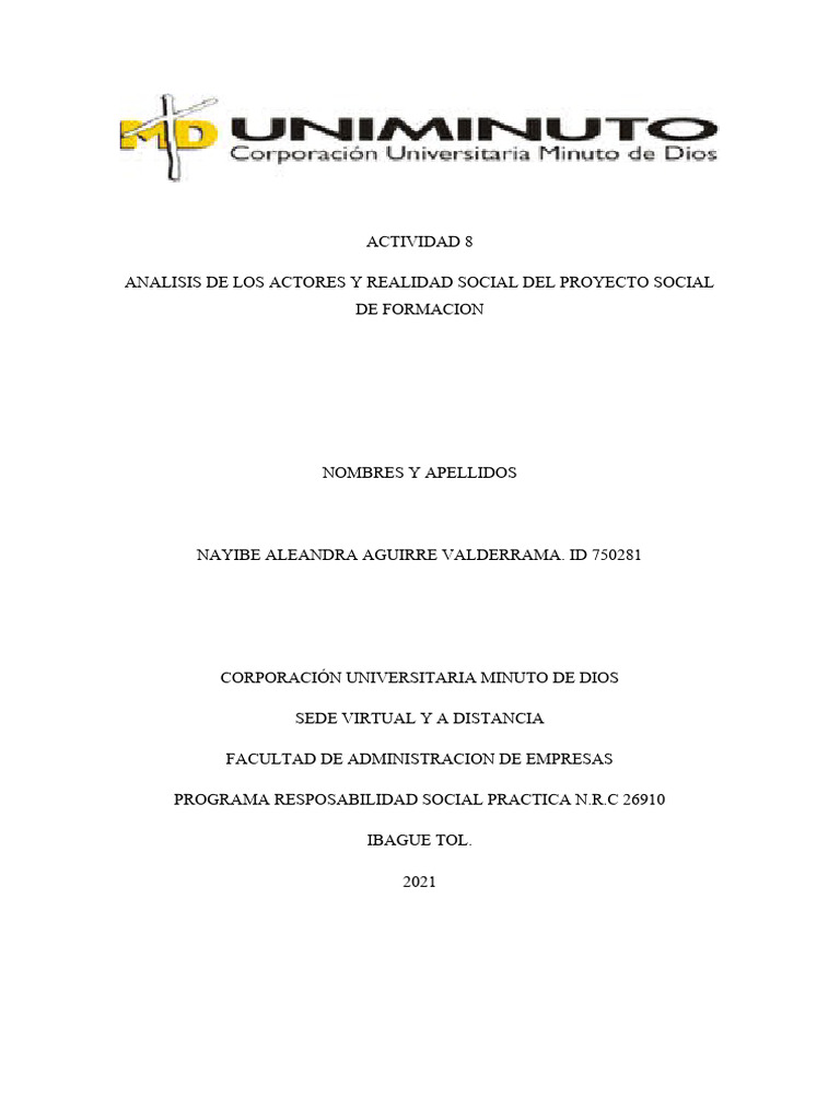 Actividad 8 Practica en Responsabilidad Social Ale | PDF | Agua | Transporte