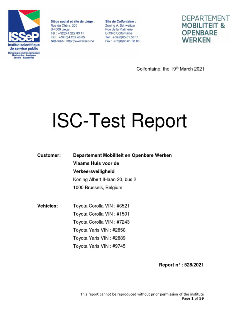 ISC-Test Report Toyota EN ISSeP Lk6yso | PDF | Fuel Economy In ...