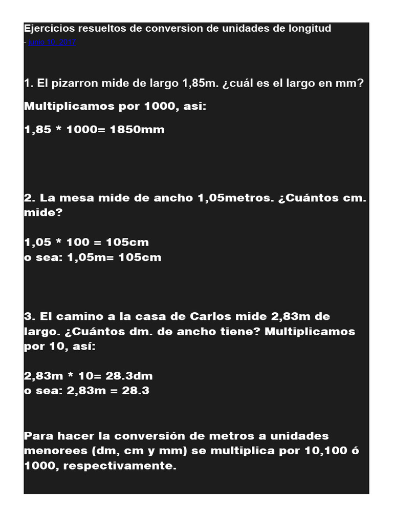 Ejercicios Resueltos de Longitud | PDF