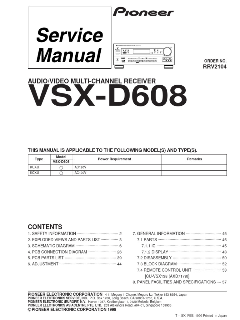 VSX D608 | PDF | Alternating Current | Safety