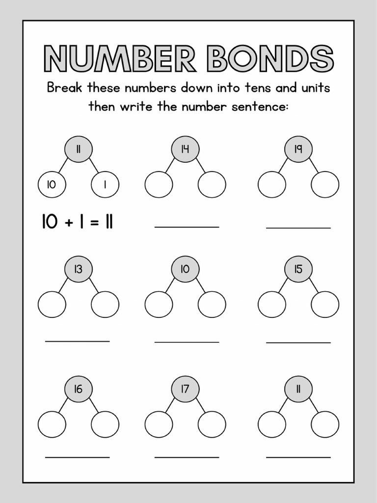 Addition and Number Bonds Mathematics Worksheet Purple Yellow in Bold ...