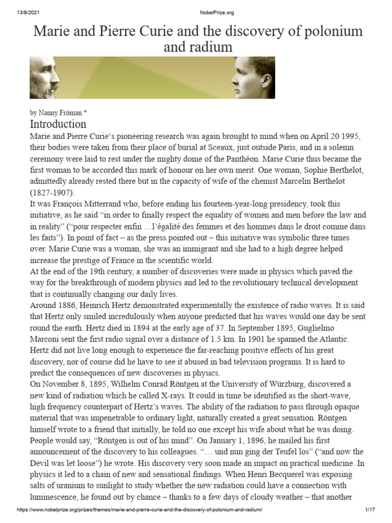 Maria Curie | PDF | Marie Curie | Radioactive Decay