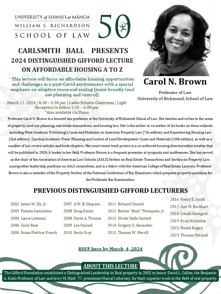 2024 Distinguished Gifford Property Lecture - Professor Carol N. Brown ...