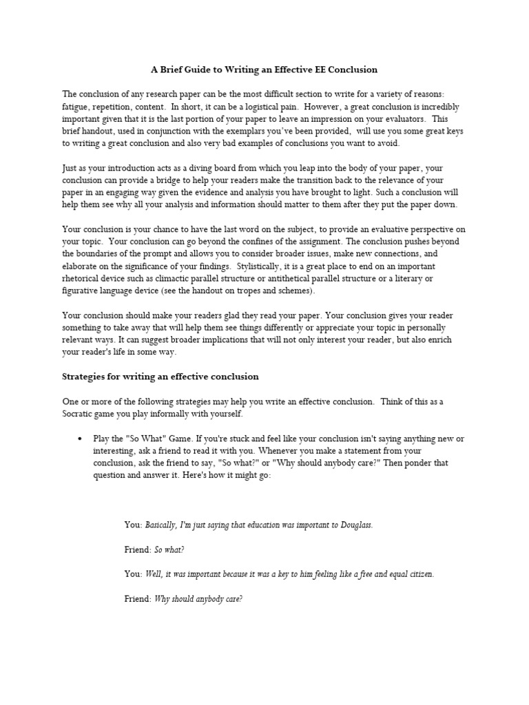 A Brief Guide To Writing An Effective Ee Conclusion | PDF | Frederick ...