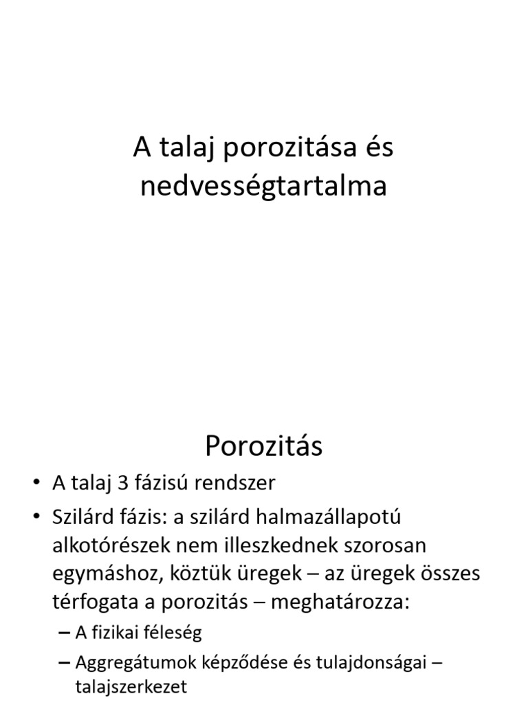 A Talaj Porozitása És Nedvességtartalma | PDF