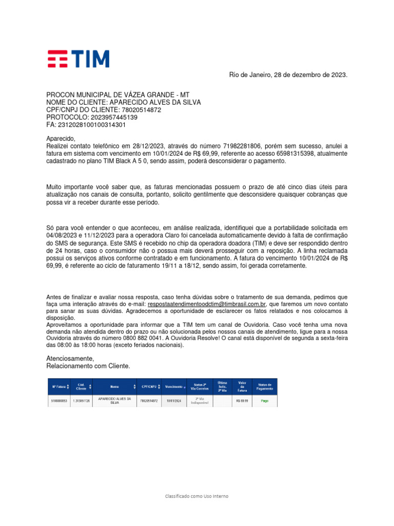 Carta Resposta | PDF