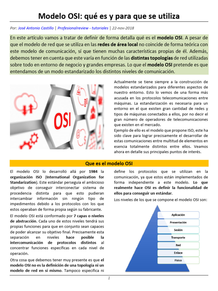 006 Modelo OSI - Que Es y para Que Se Utiliza | PDF | Modelo osi | Red ...