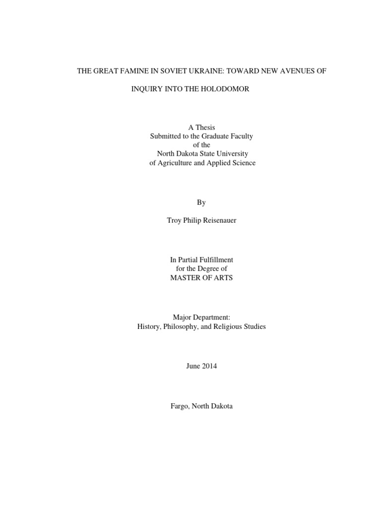The Great Famine in Soviet Ukraine Toward New Avenues of Inquiry Into ...