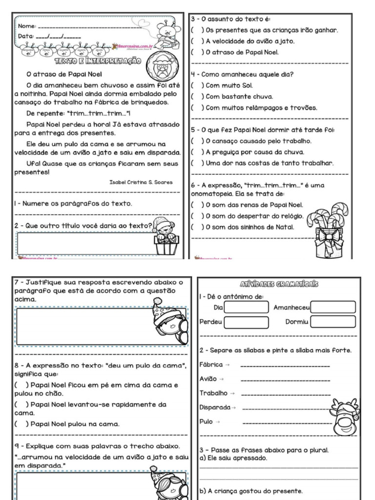 Atividade Interpretação Natal | PDF