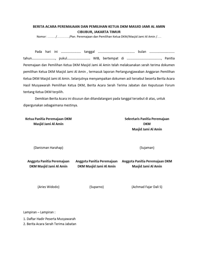 Pemilihan Ketua DKM Al Amin | PDF