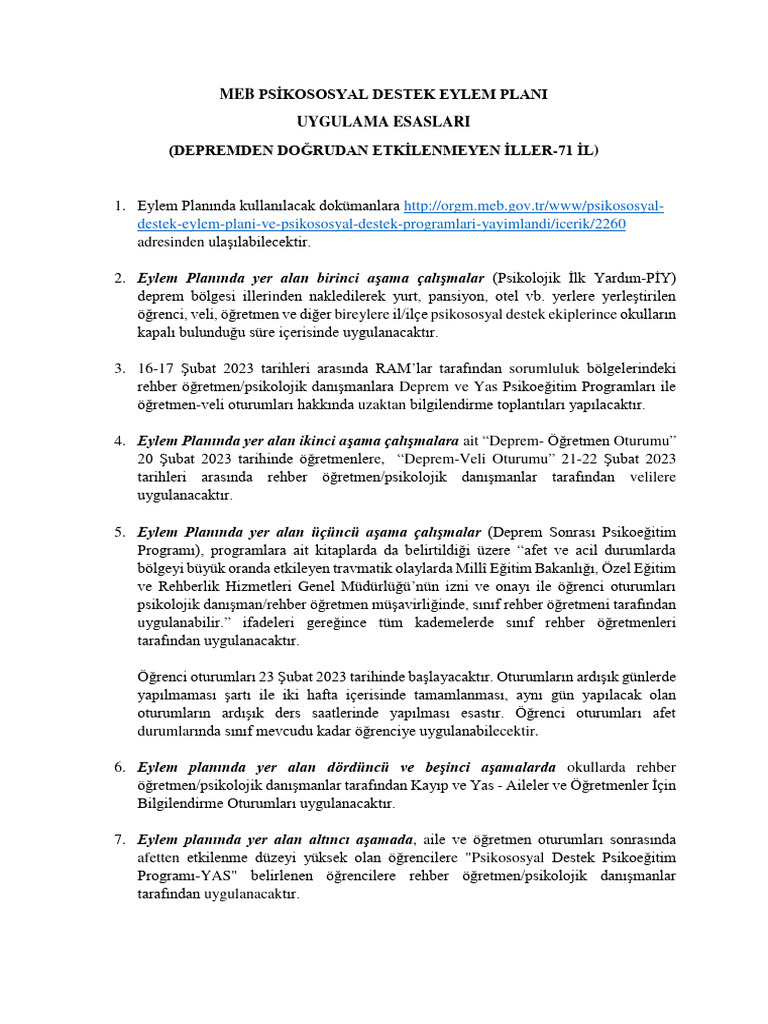 Eylem Planı Uygulama Esasları | PDF