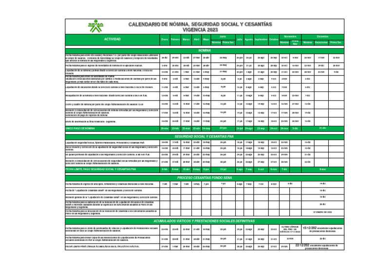 Calendario Nomina 2023 Descargar Gratis Pdf Economias