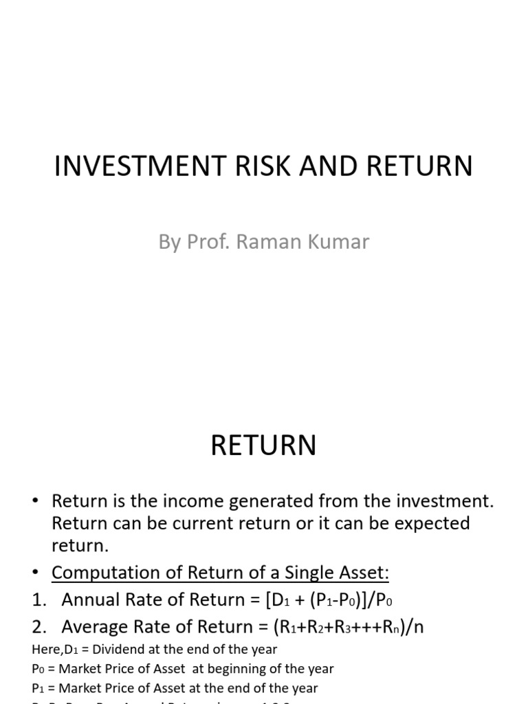Chapter-2 Investment Risk and Return | PDF | Capital Asset Pricing ...