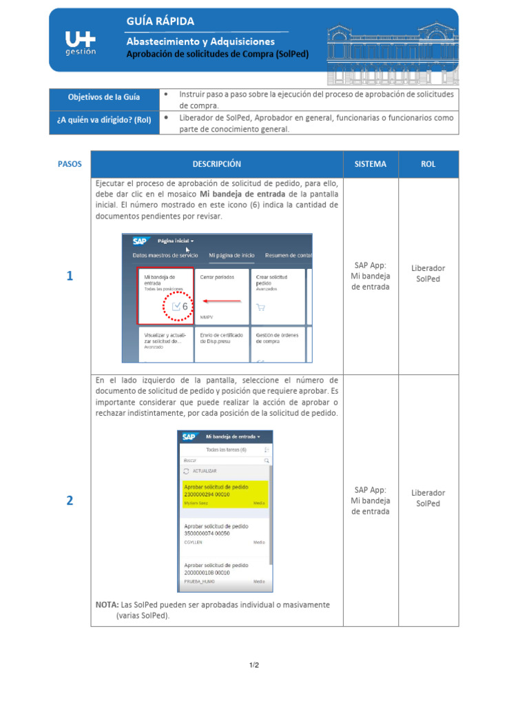 Aprobación de SolPed en SAP: Guía Rápida | PDF | Ventana (informática ...