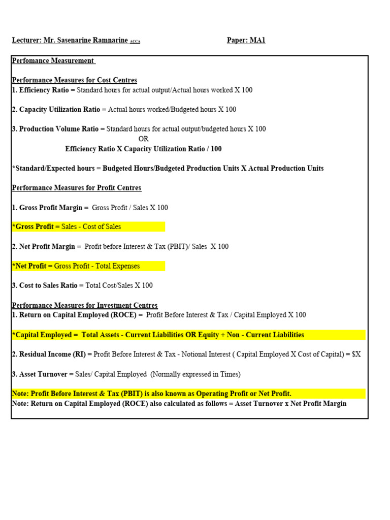 ATC Question Pack Answers On Performance Measurement | PDF | Net Income ...