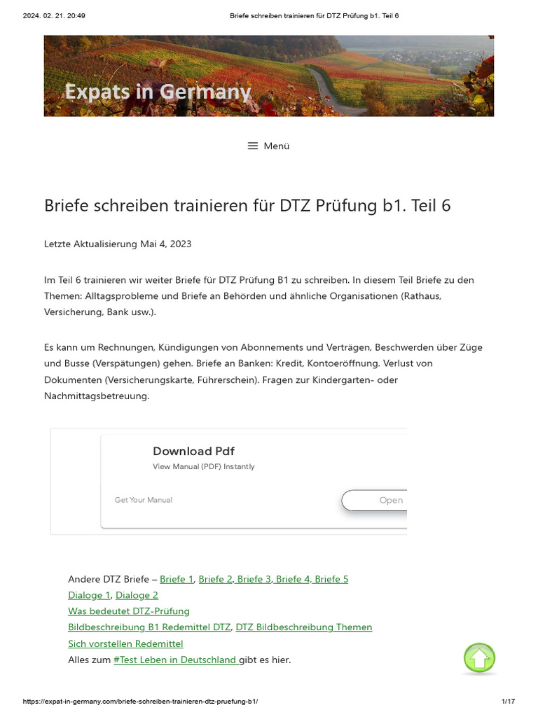 Briefe Schreiben Trainieren Für DTZ Prüfung b1. Teil 6 | PDF