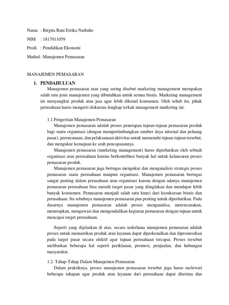 Panduan Manajemen Pemasaran | PDF