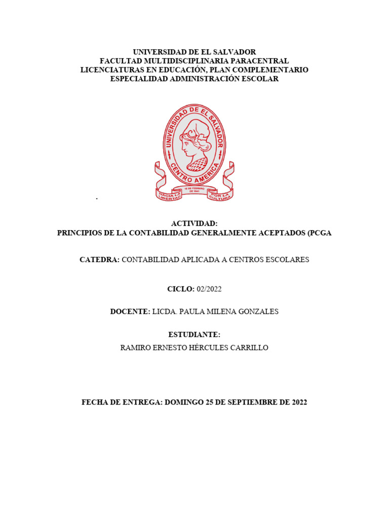 Principios de Contabilidad: PCGA y Ejemplos | PDF | Contabilidad ...