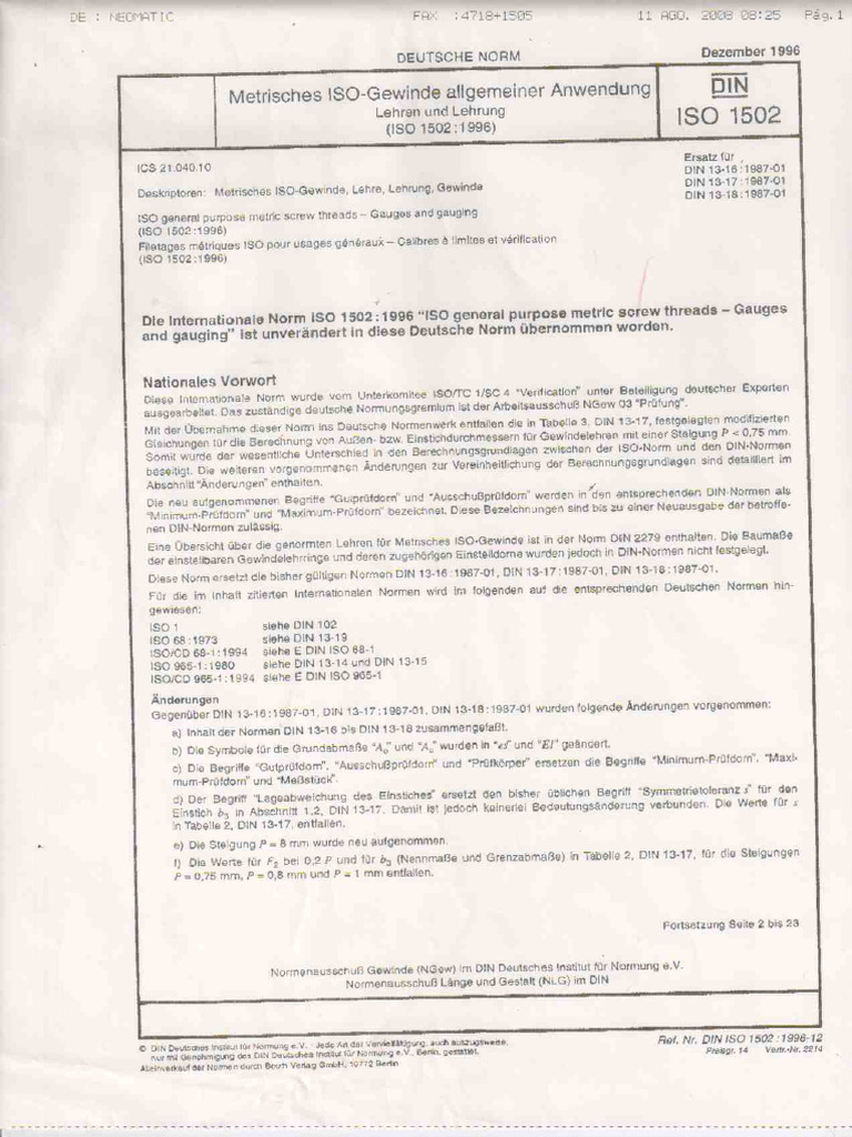 DIN ISO 1502 Parte 1 | PDF