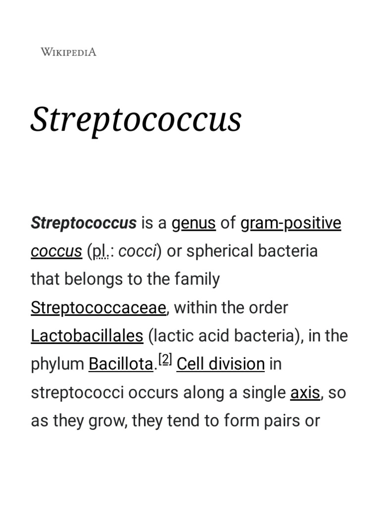 Streptococcus - Wikipedia | PDF | Streptococcus | Immunology