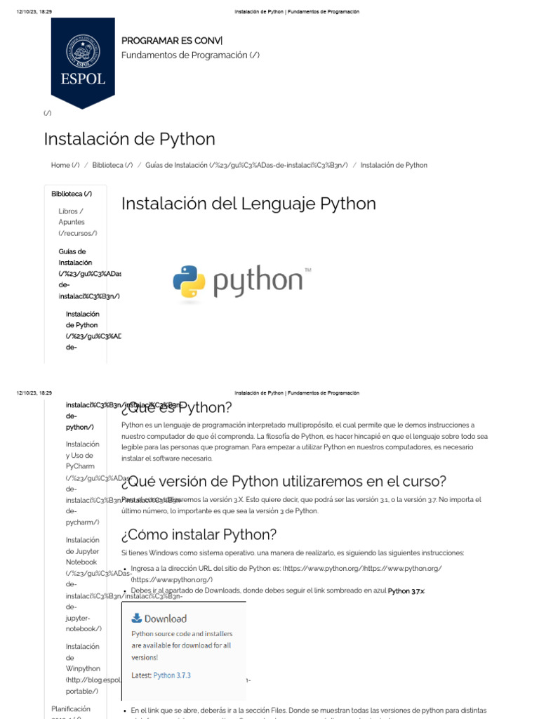 Instalación de Python - Fundamentos de Programación | PDF ...