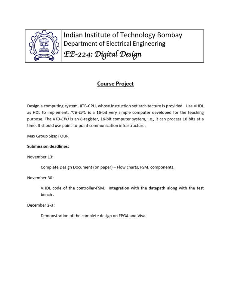 EE 224 Project 1 CPU IITB | PDF | Computer Engineering | Computer Science