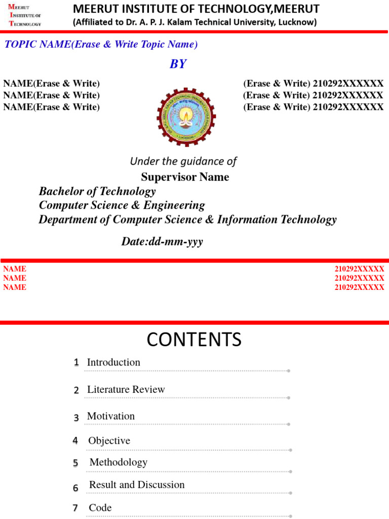 MIT Meerut BTech PPT Format | PDF