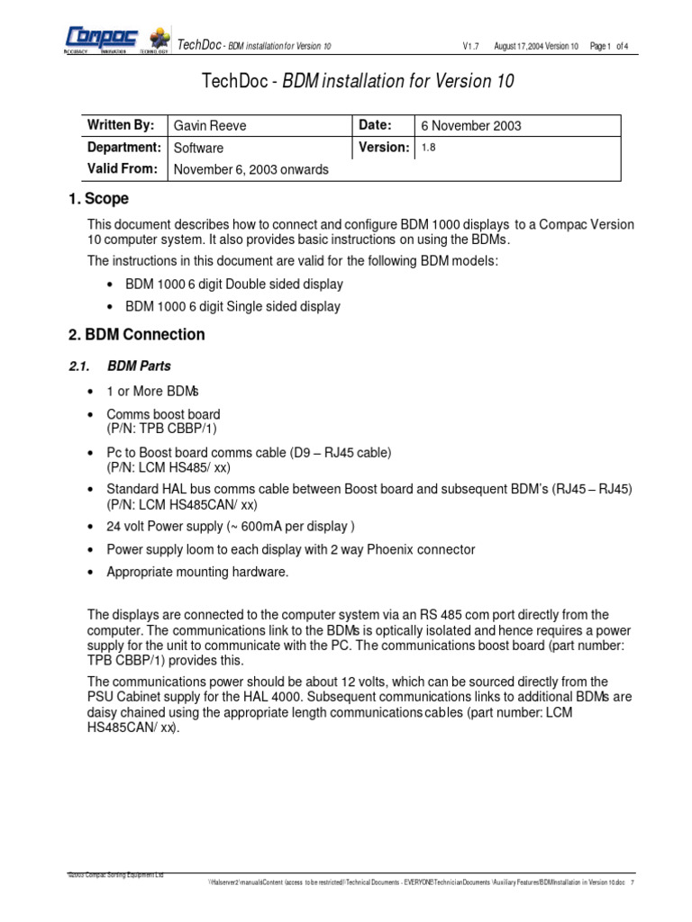Technician's Guide: BDM Setup | PDF | Personal Computers | Office Equipment