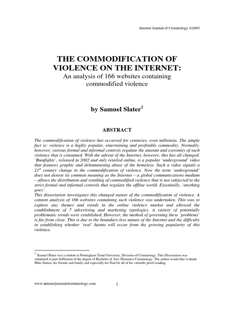 Commodification of Crime | PDF | Internet | Violence