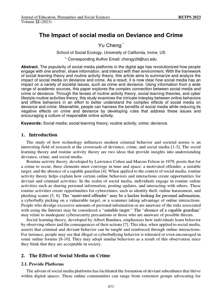 Social Media's Role in Crime & Deviance | PDF | Popular Culture & Media Studies | Social Media