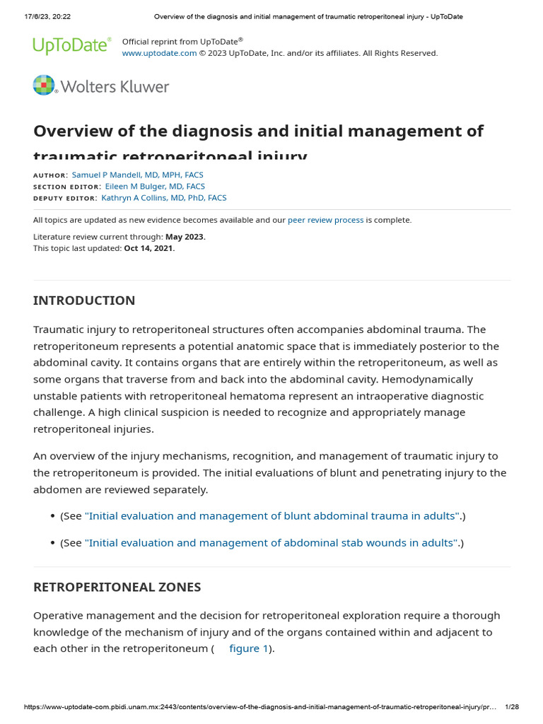 Overview of The Diagnosis and Initial Management of Traumatic ...