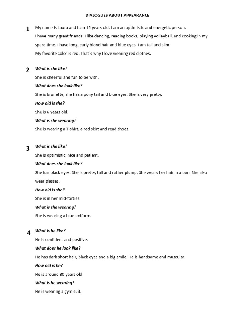 Dialogues on Physical Appearance | PDF | Fashion | Clothing