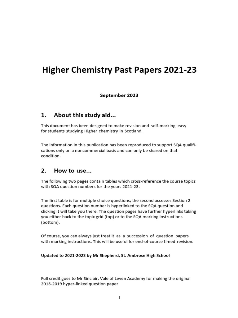 Past Papers 2021-2023 | PDF | Nitrogen | Chemical Compounds
