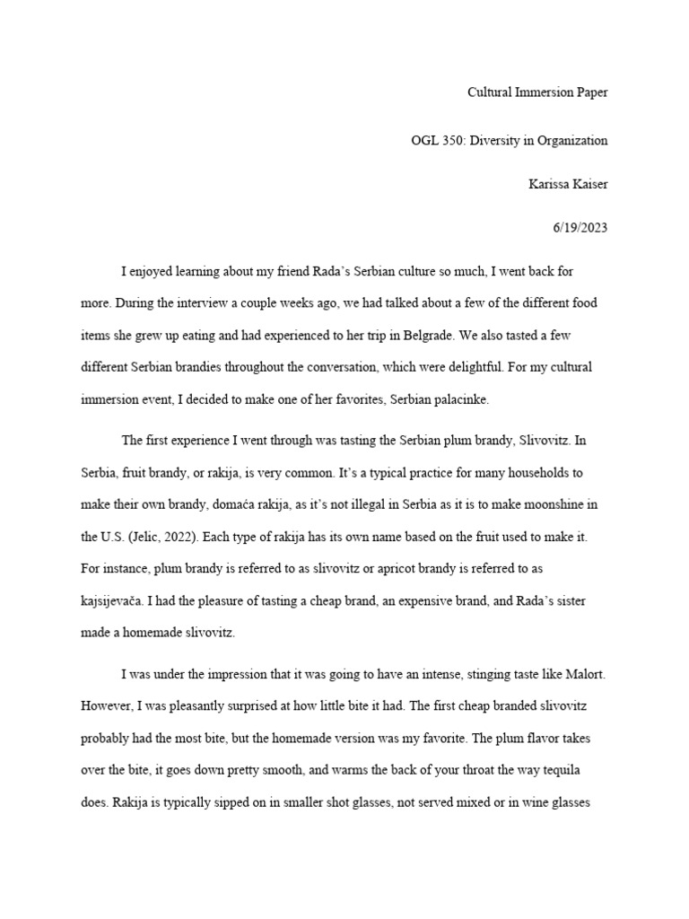 Cultural Immersion Paper | PDF | Plum