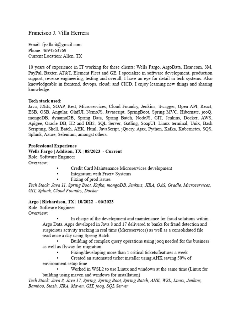 Francisco Villa | PDF | Spring Framework | Java (Programming Language)