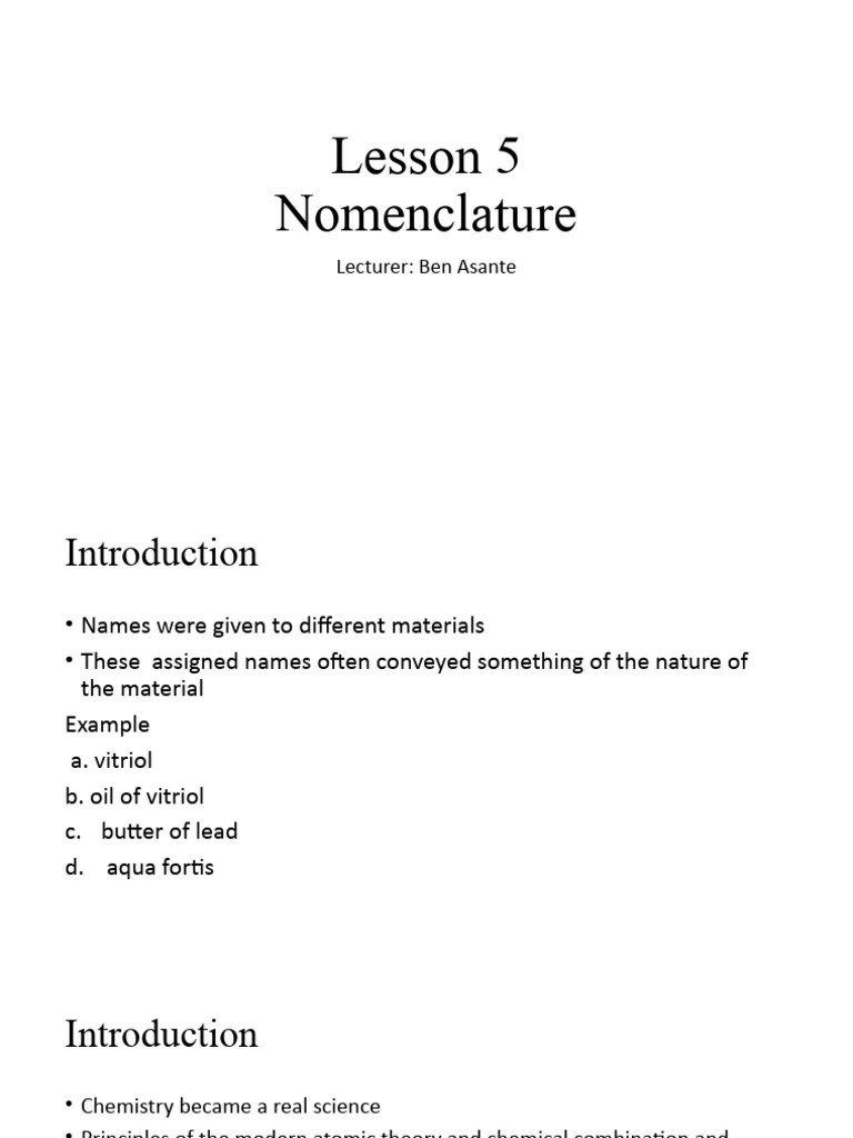Lesson 5 Chemical Nomenclature Part 1 | Download Free PDF | Chemical ...