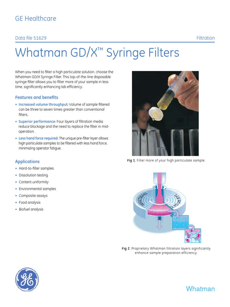 Whatman GDX Syringe Filters | Download Free PDF | Filtration | Chemistry