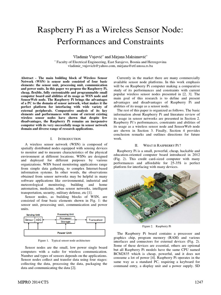 Raspberry Pi As A Wireless Sensor Node: Performances and Constraints | PDF | Raspberry Pi ...