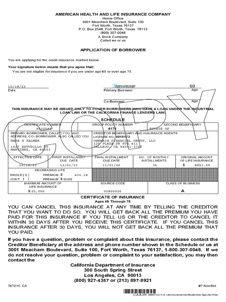 Certificate of Insurance | PDF | Life Insurance | Insurance