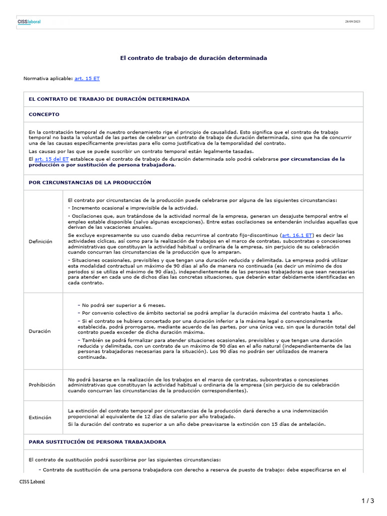 Esquema Contratos Duracion Determinada | PDF | Empleo | Business