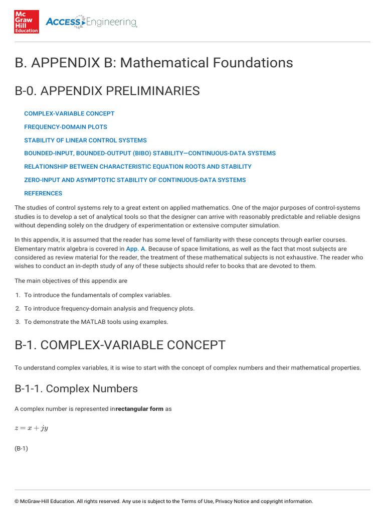 Appendix B Mathematical Foundations | PDF | Complex Number | Function (Mathematics)